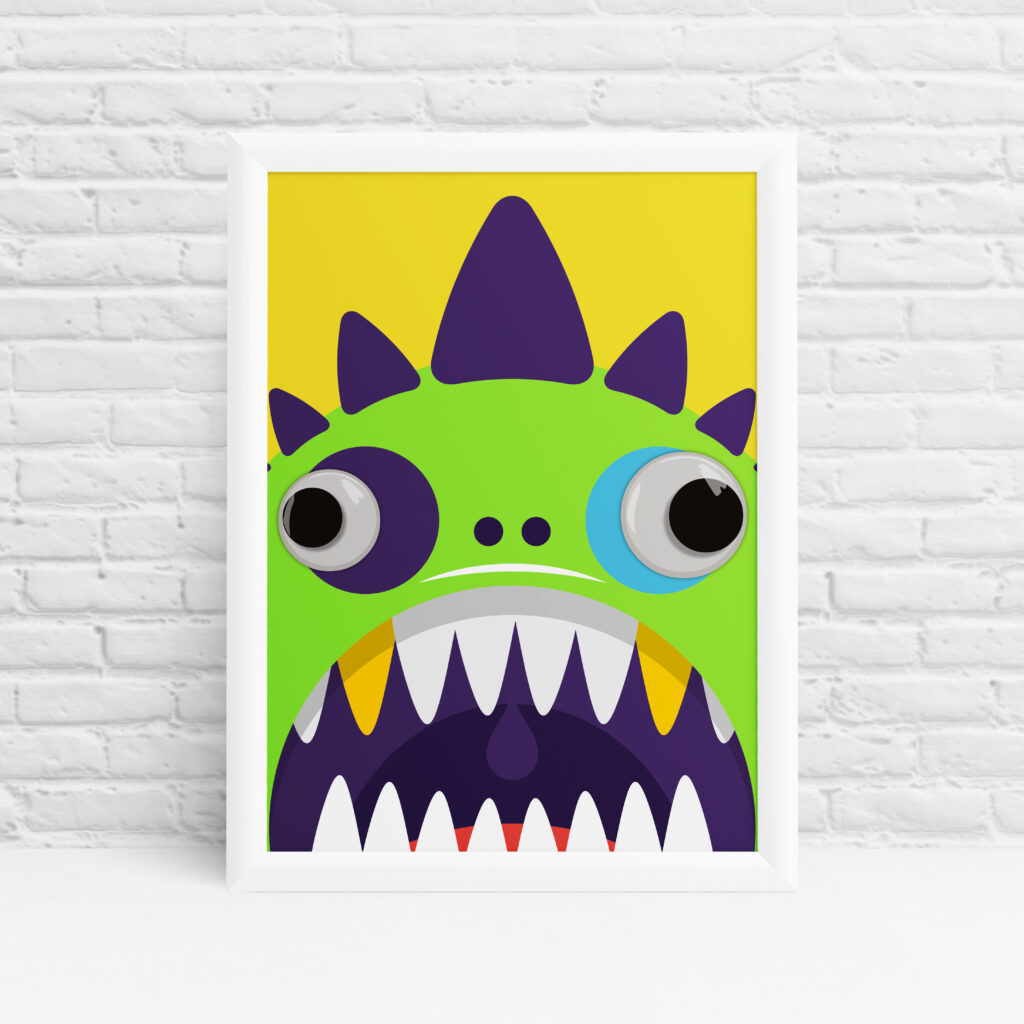 3 monster posters featuring monsters with googly eyes by Ibbleobble®